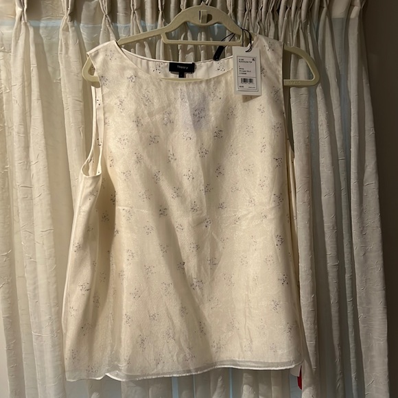 Theory | Tops | Nwt Theory A Line Sleeveless Top In White Chintzed Silk ...